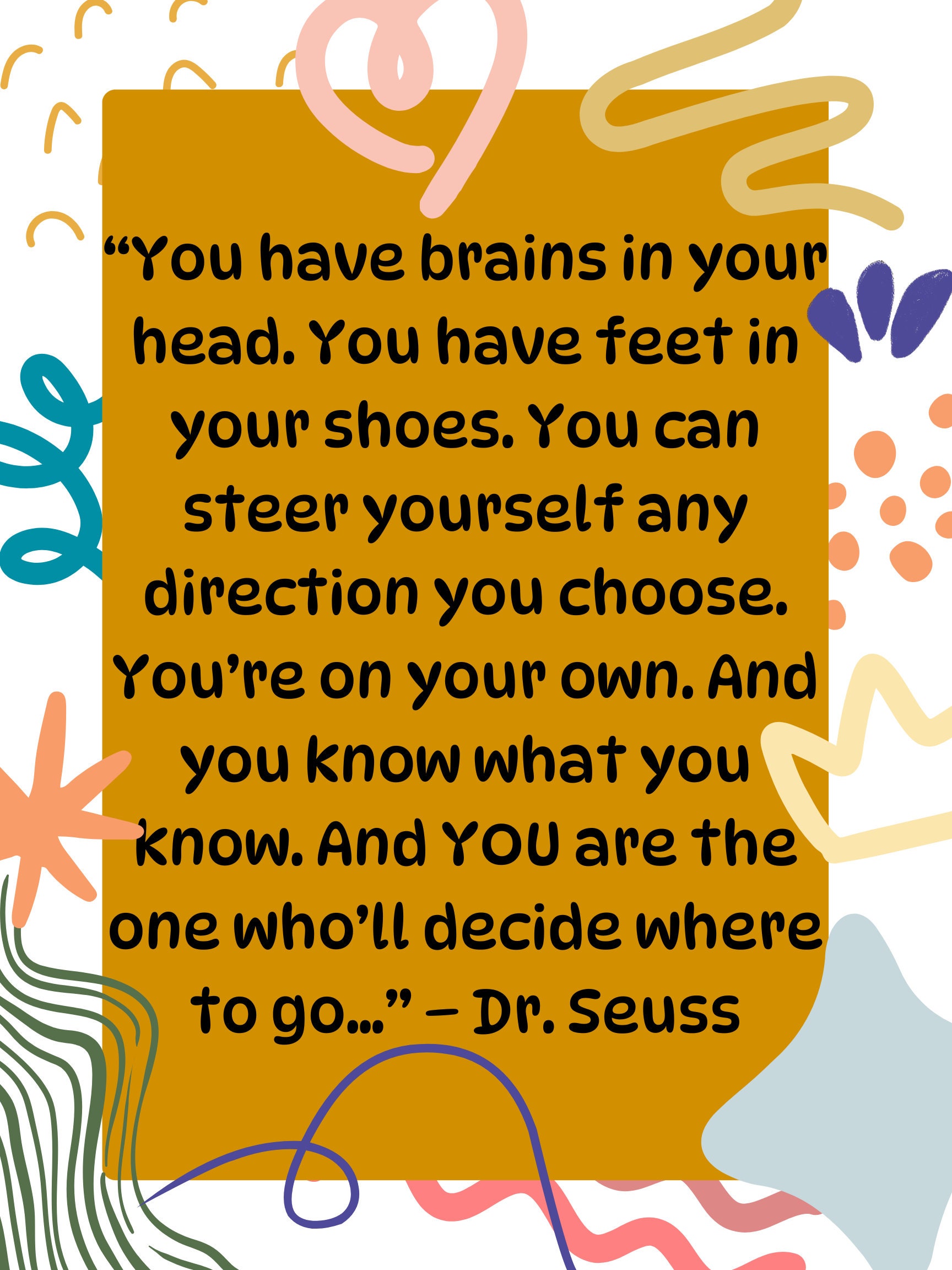 Dr Seuss Poster, Dr Seuss Artwork, Positive Posters for Kids, Daily ...