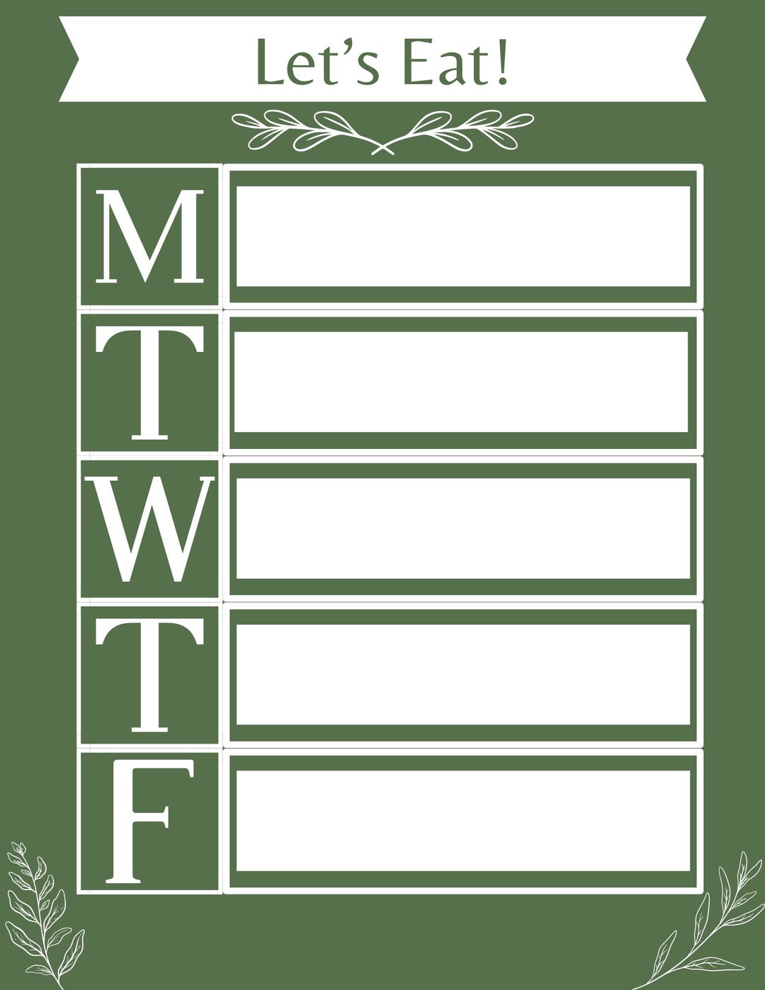 Printable Weekly Menu, Aesthetically Pleasing Menu, Fill in Menu ...