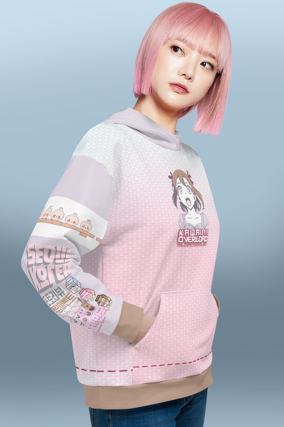 Kawaii Overload Unisex Hoodie Cute Korean Characters, Unicorn Colors ...