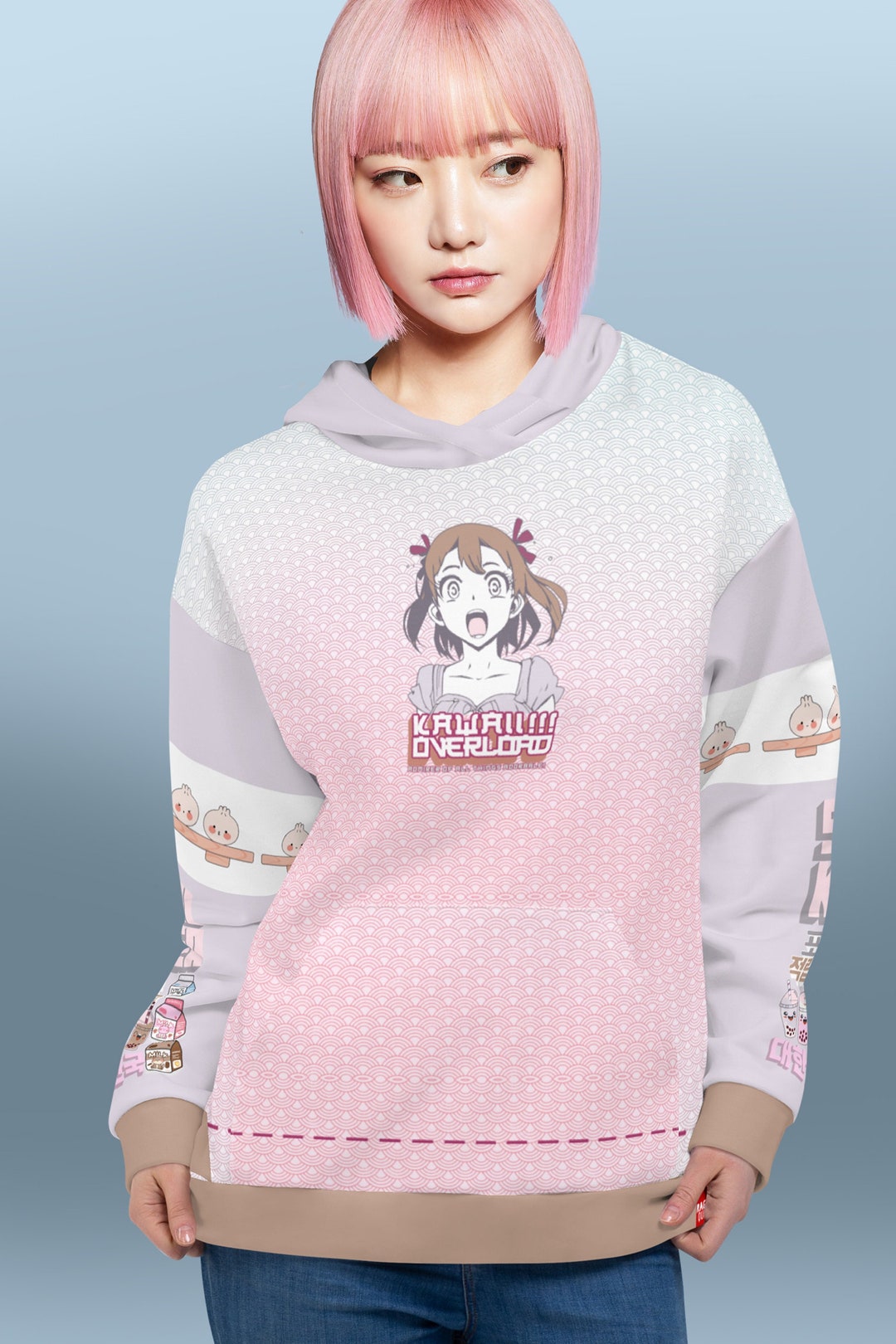 Kawaii Overload Unisex Hoodie Cute Korean Characters, Unicorn Colors ...