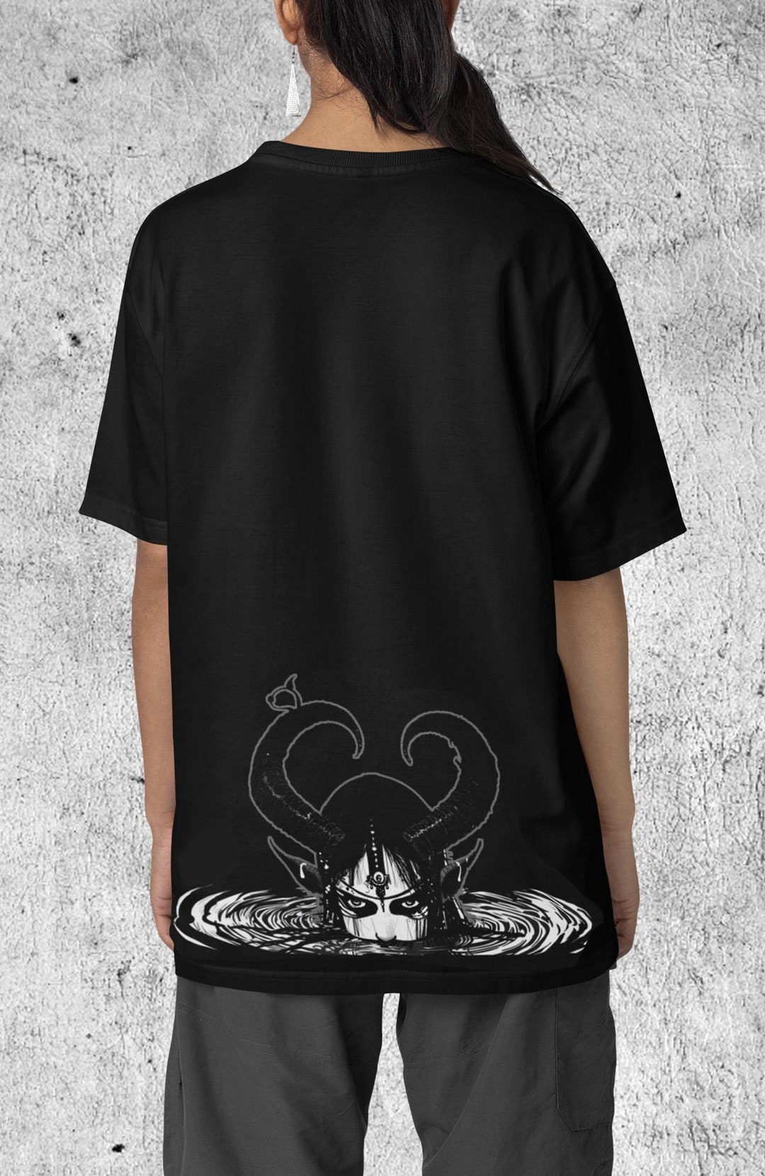Anime Celtic Witch Shirt, Low Back Print of a Demonic Character, High ...