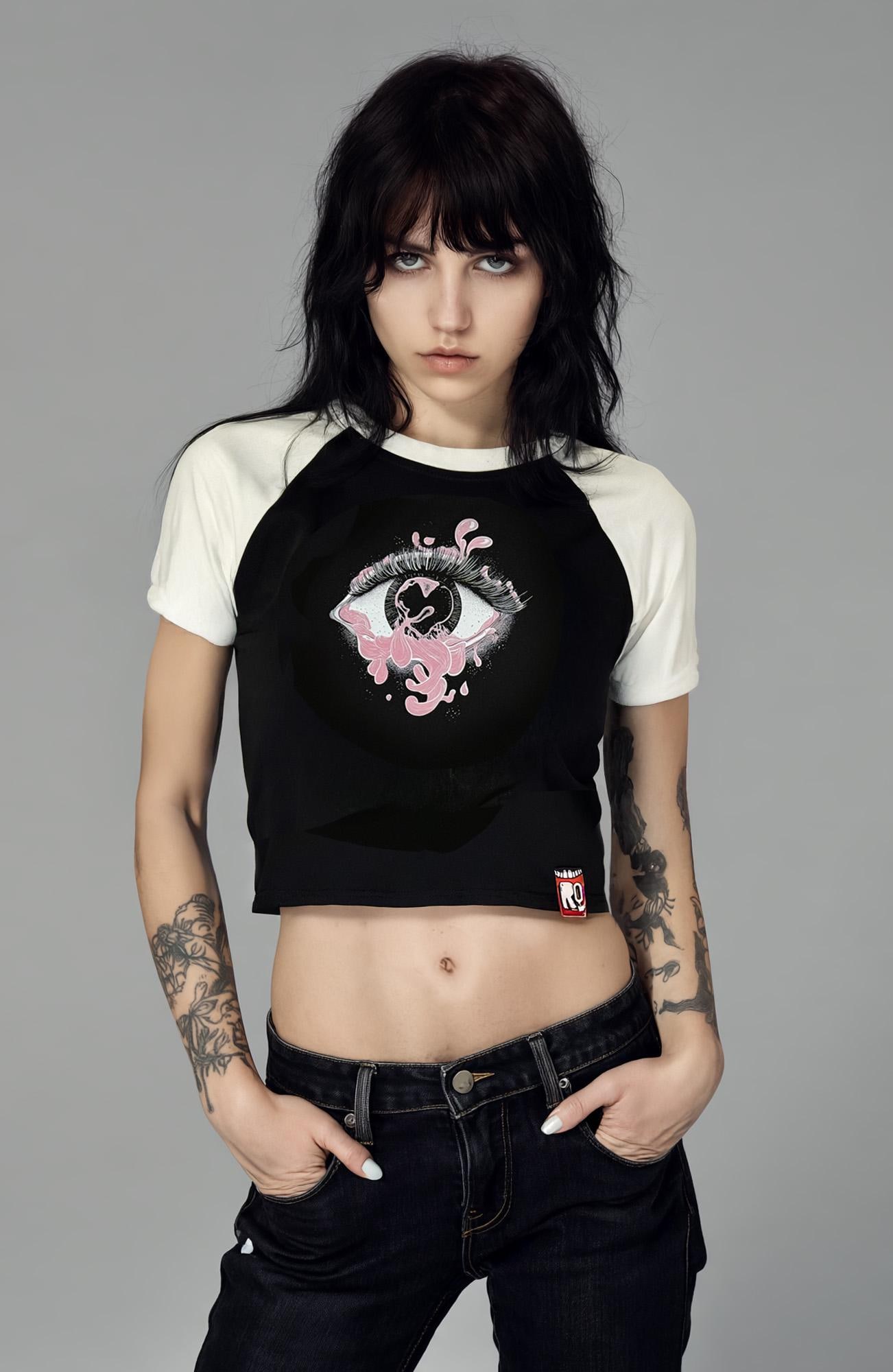 Goth Eye Crop Top Black and White Tee - Etsy