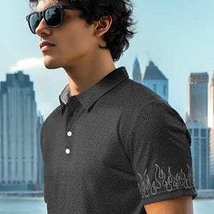 Fire Sleeves Slim Fit Polo Shirt for Men - Etsy