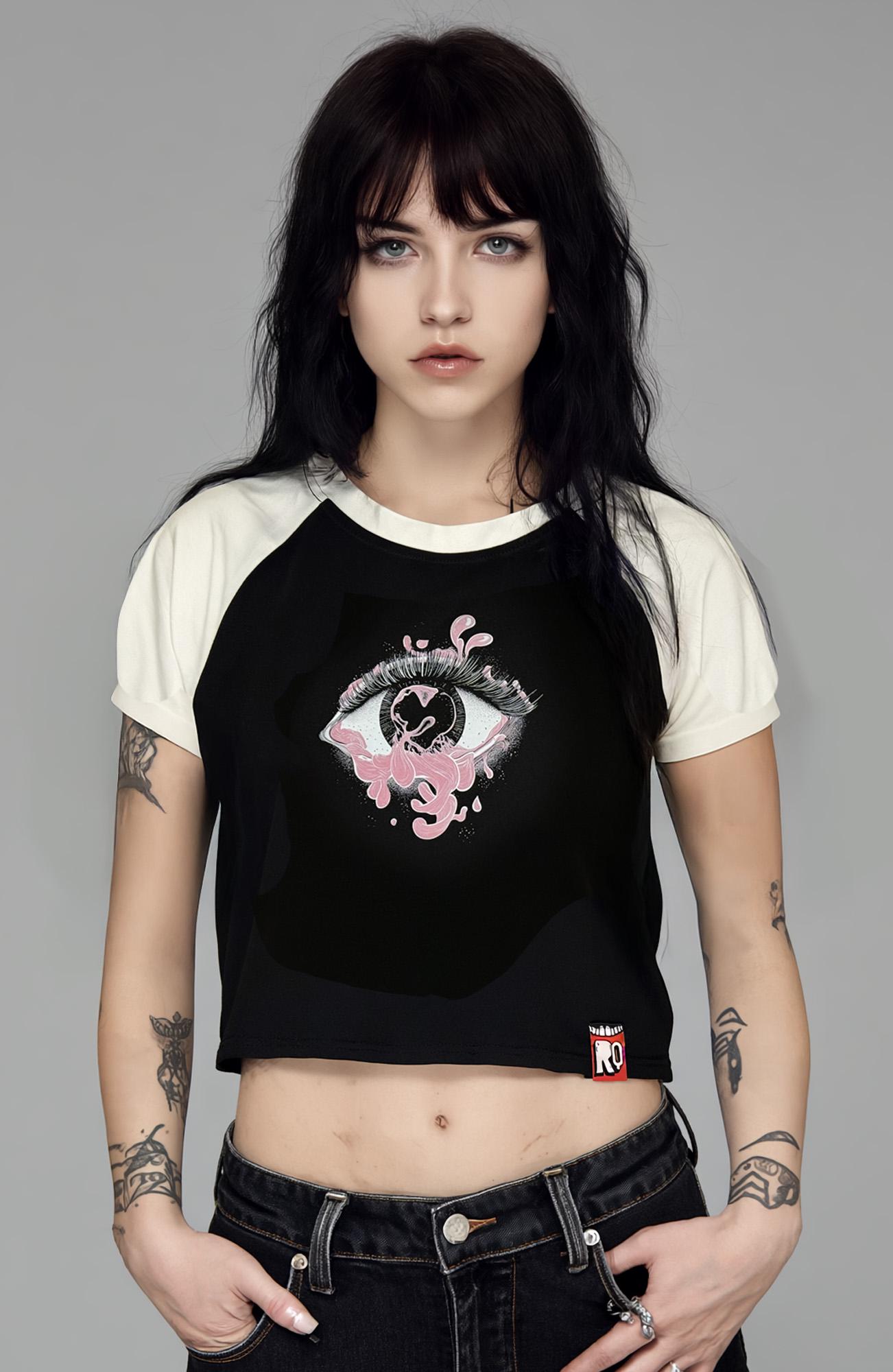 Goth Eye Crop Top Black and White Tee - Etsy