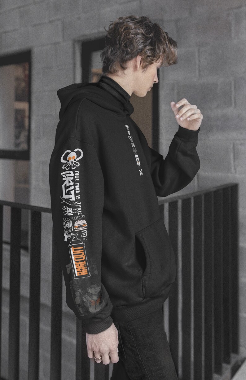 Anime Techwear Fans Hoodie Japanese Harajuku Style Print - Etsy