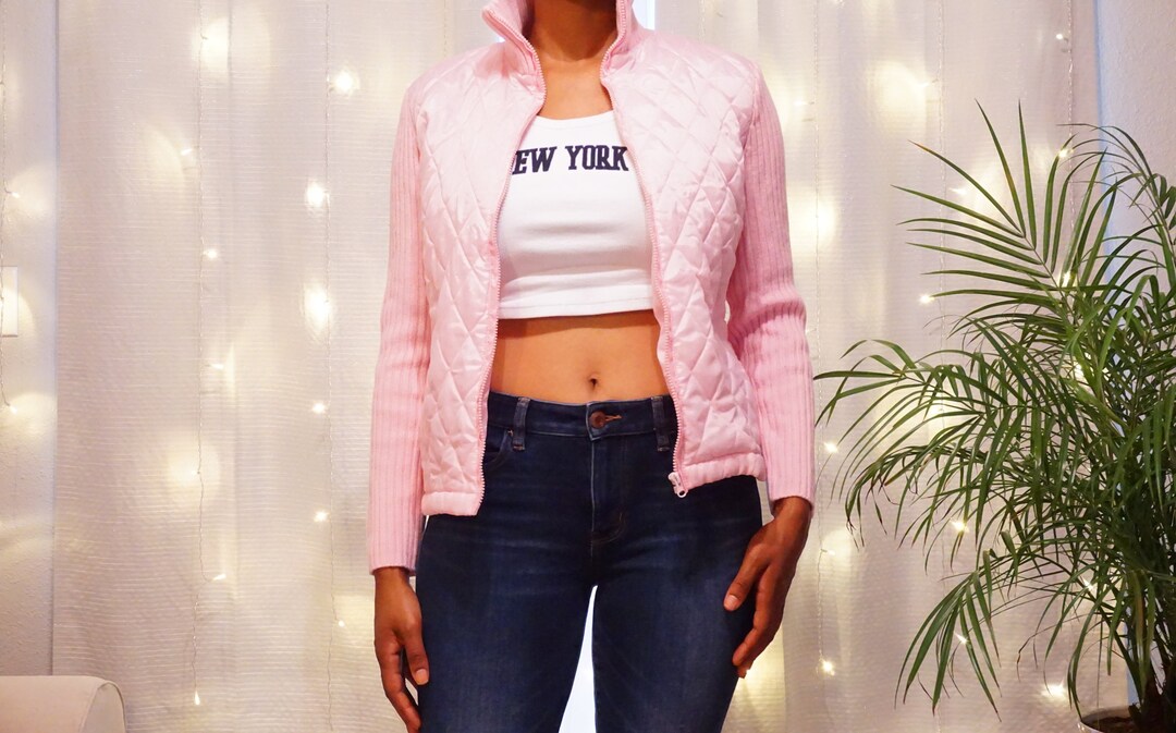 Vintage Pink Puffer Jacket tear on Inside - Etsy