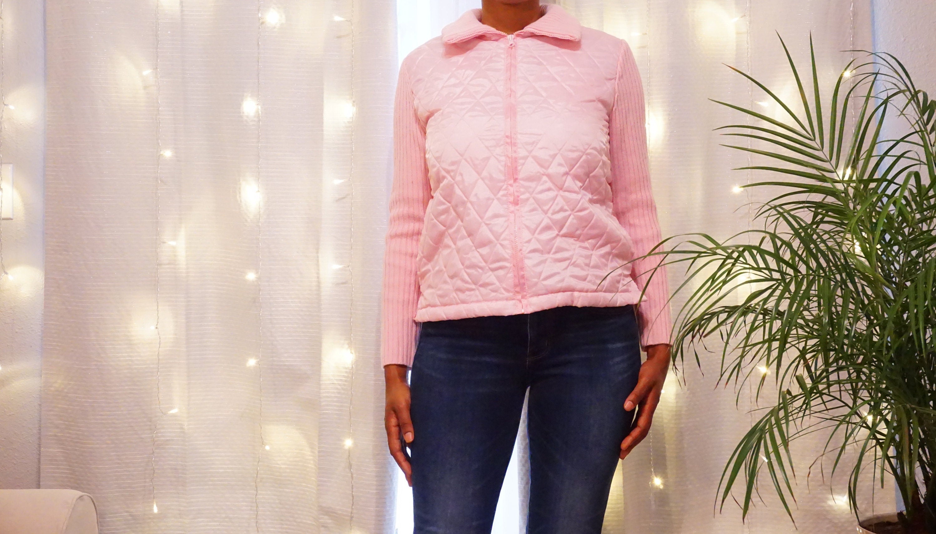 Vintage Pink Puffer Jacket tear on Inside - Etsy