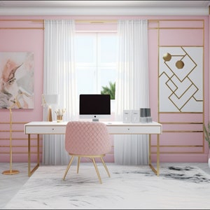 Zoom Virtual Background, Pink Office Background Backdrop, Digital Room ...