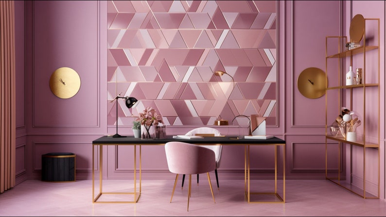 Zoom Virtual Background, Pink Office Background Backdrop, Digital Room ...