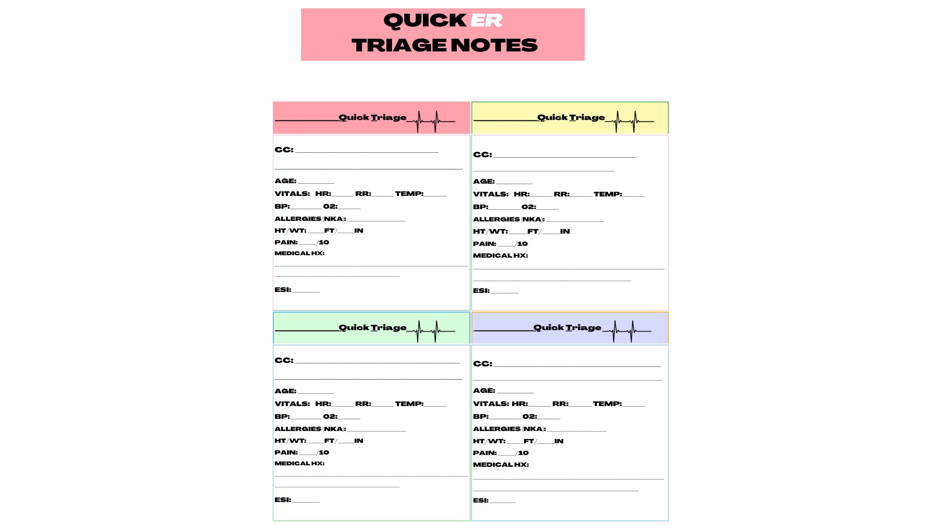 Quick Triage ER Notes - Etsy