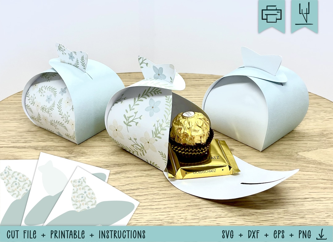 SVG DXF EPS Plotterdatei Geschenkbox inkl. 3 Blumenmuster in - Etsy.de