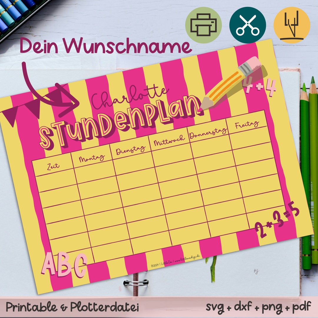 Personalized Timetable as a Gift for School Enrollment - Striped in ...