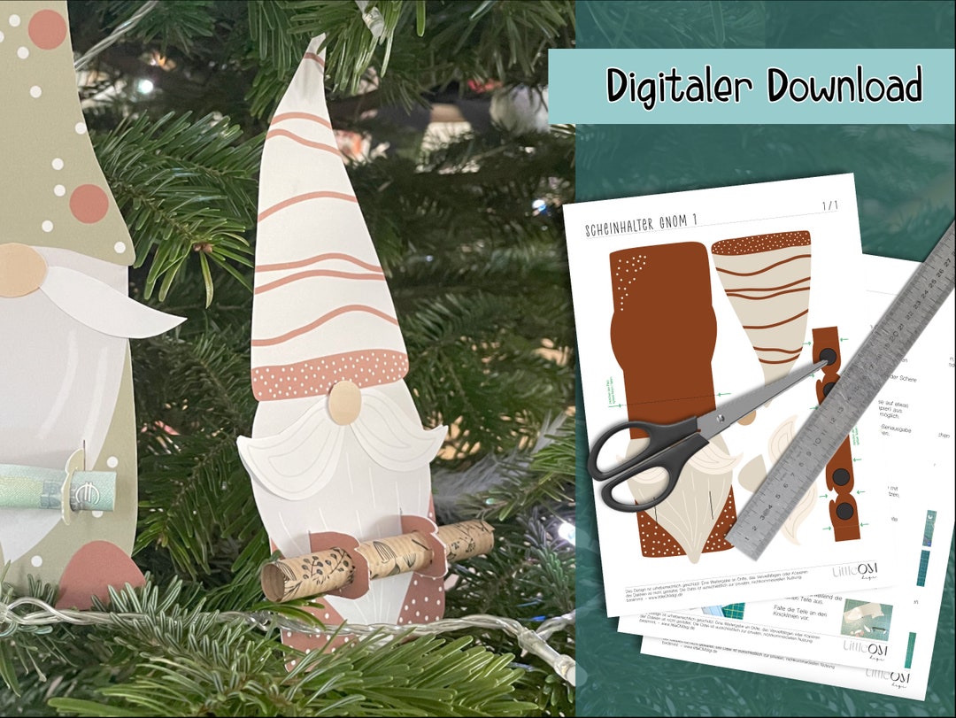 Card for Gift of Money Gnome as Banknote Holder Digital - Etsy