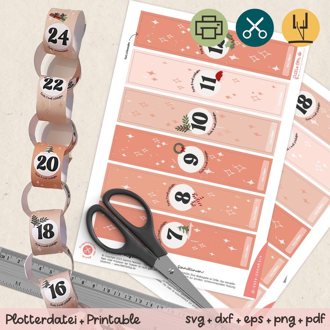 Advent Calendar to Print Out Paper Chain Made Super Quickly by Hand or ...
