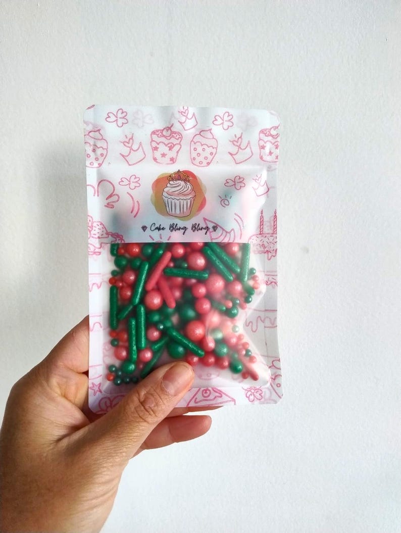 Christmas Sprinkles Mix Red Green Luster Finish Holiday Edible Cupcake ...