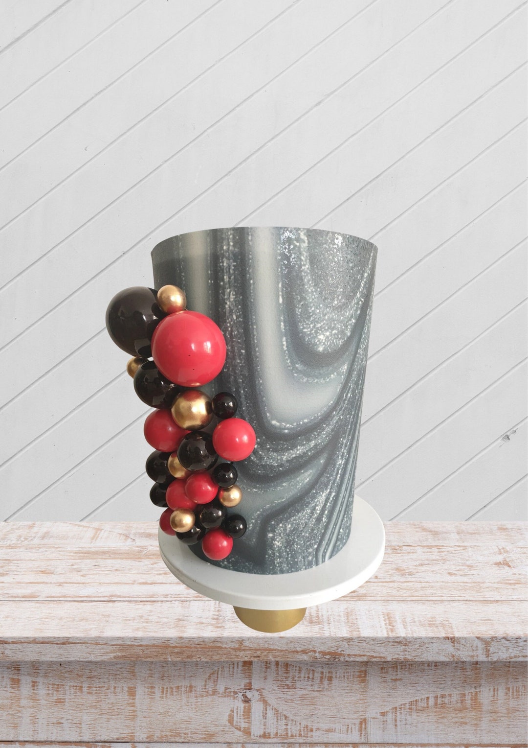 Black Red and Gold Balls Cake Toppers Birthday Cake Decoration Mini ...