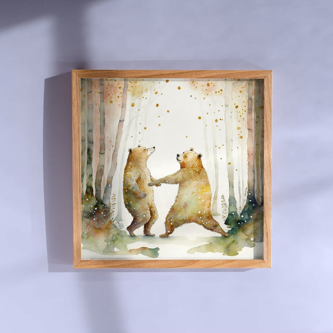 Dancing Bears Poster Print - Animal Brown Bear Wall Art - Forest Disco ...