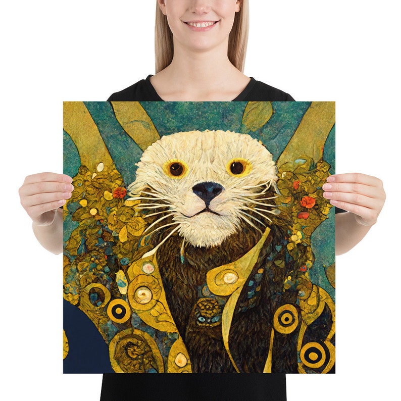 Otter Floral Poster Print Animal Wall Art Admiral Otter by - Etsy