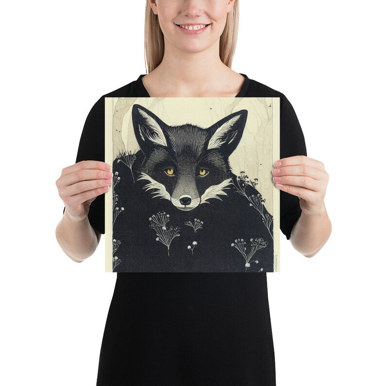 Black Fox Poster Print - Dark Animal Wall Art - Spooky Goth Fox - Etsy UK