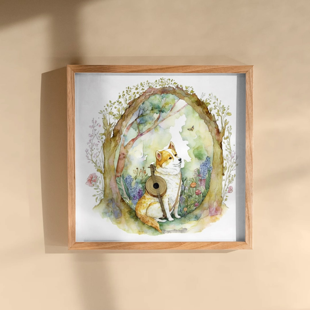 Dog Bard Poster Print - Shiba Inu Guitar Player - Fantasy Wall Art ...