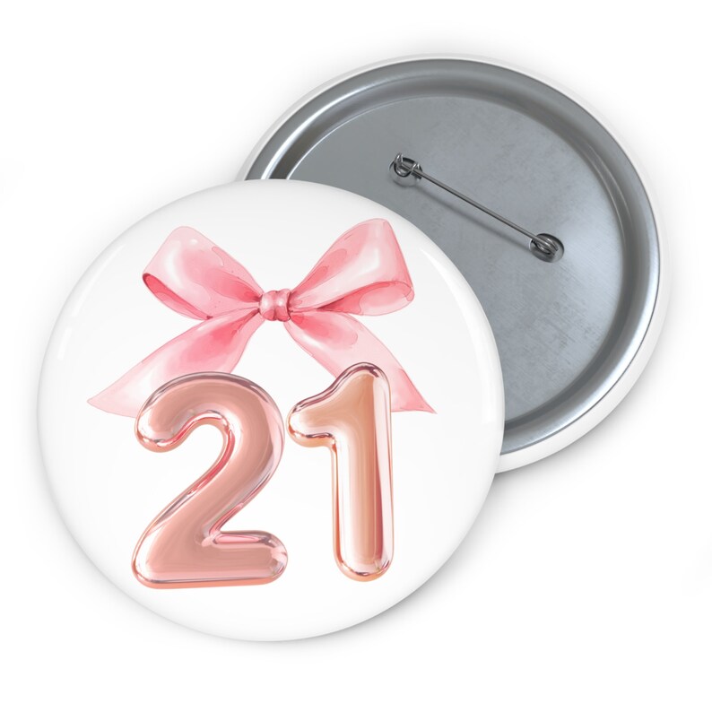 21st Birthday Pink Bow Pin, Coquette 21st Birthday, 21st Birthday Girl ...