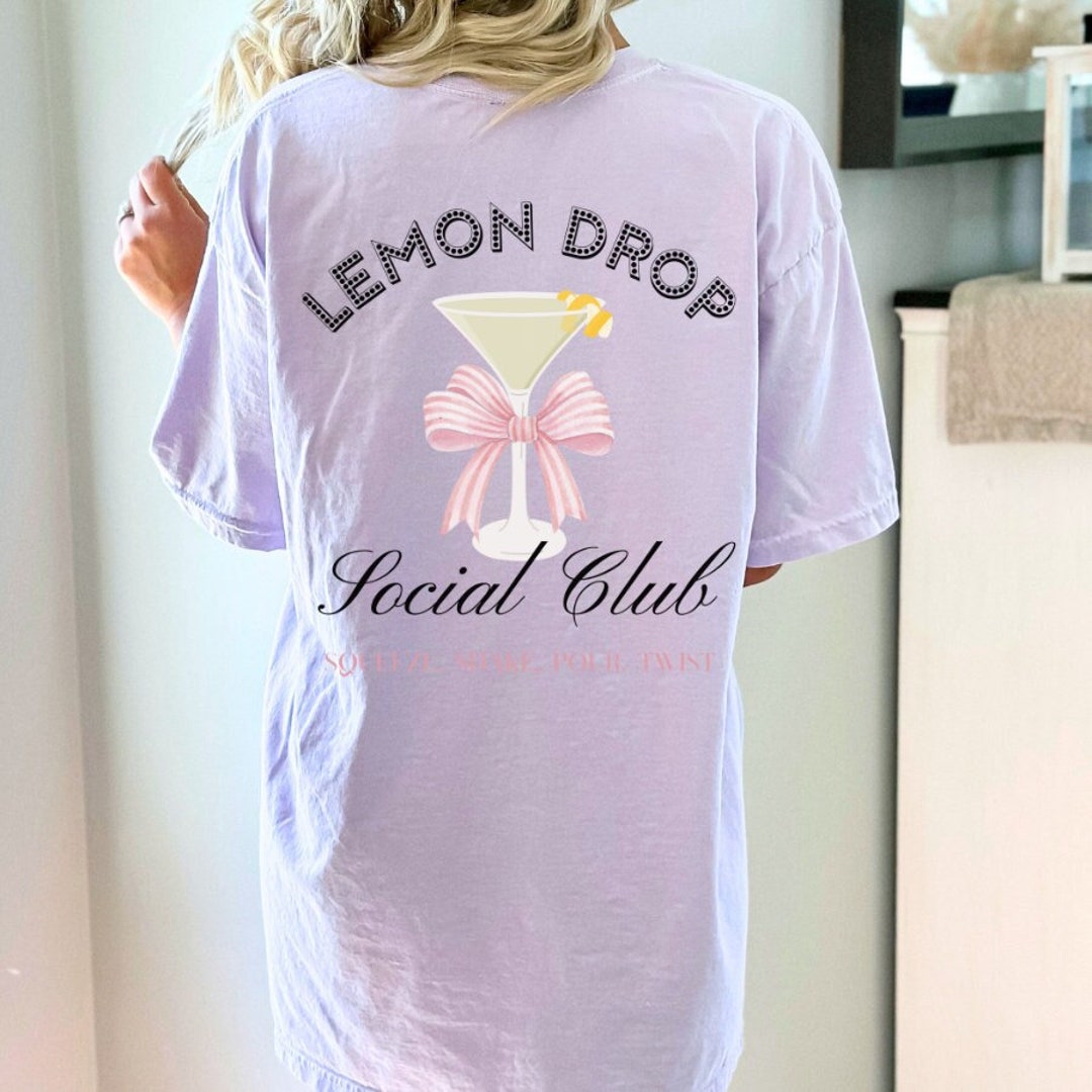 Lemon Drop Social Club T-shirt: Coquette Pink Bow, Zesty Graphic - Etsy