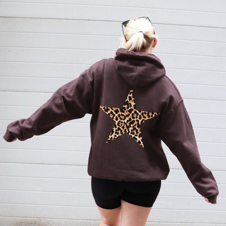 Leopard Star Hoodie: Trendy Animal Print Sweatshirt - Etsy