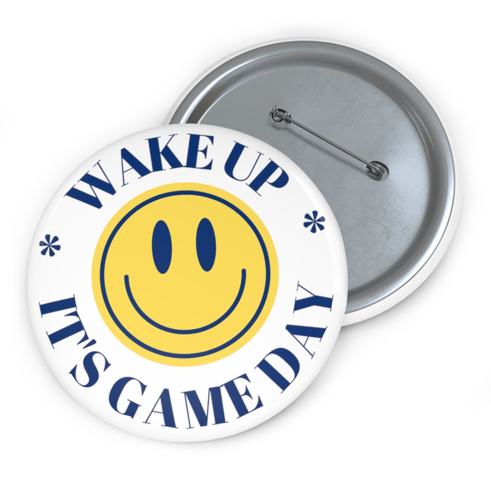 Wake up It's Game Day Navy Blue & Yellow Game Day Pin, Game Day Pin ...
