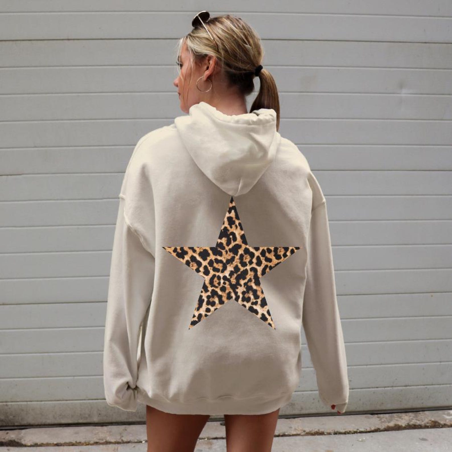 Leopard Star Hoodie: Trendy Animal Print Sweatshirt - Etsy