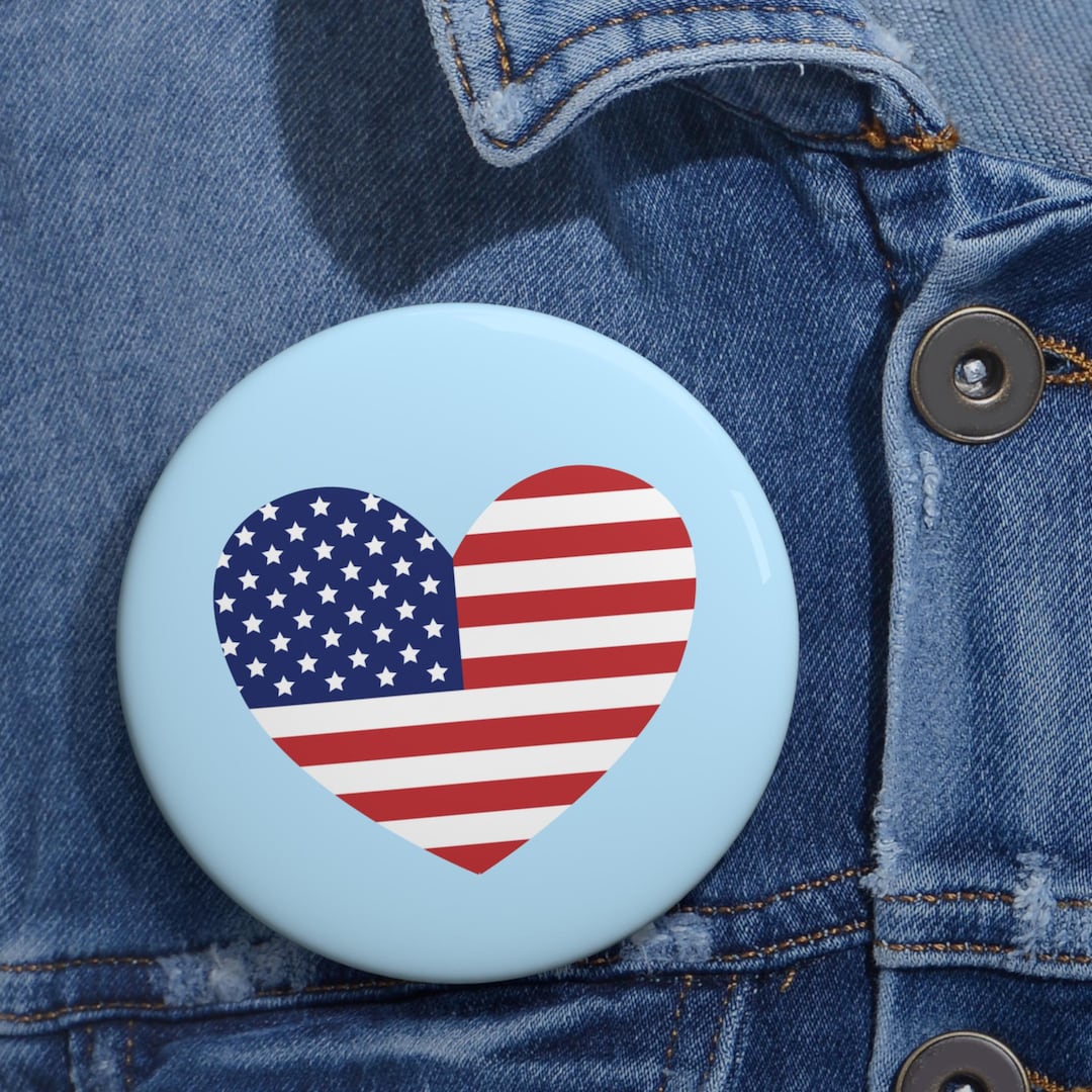 Heart American Flag Pin, Patriotic Lapel Badge, USA Pride - Etsy