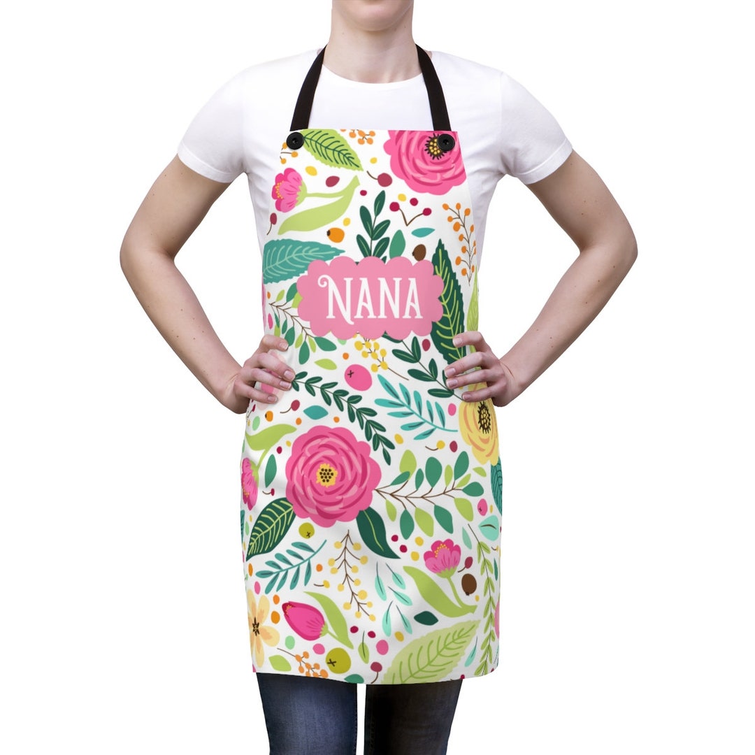 Nana White Norwegian Floral Apron, Nana Apron, Gifts for Nana, Apron ...