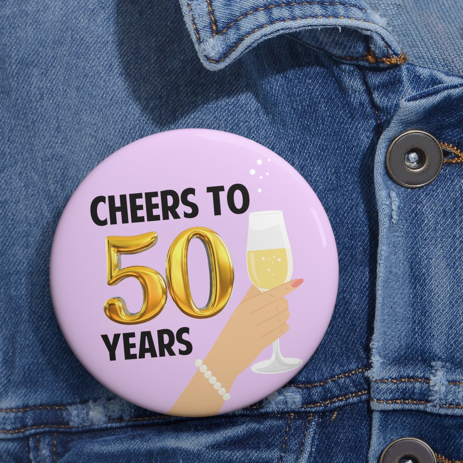 Cheers to 50 Years Pin, Cheers to Fifty Years Button, 50th Birthday Pin ...