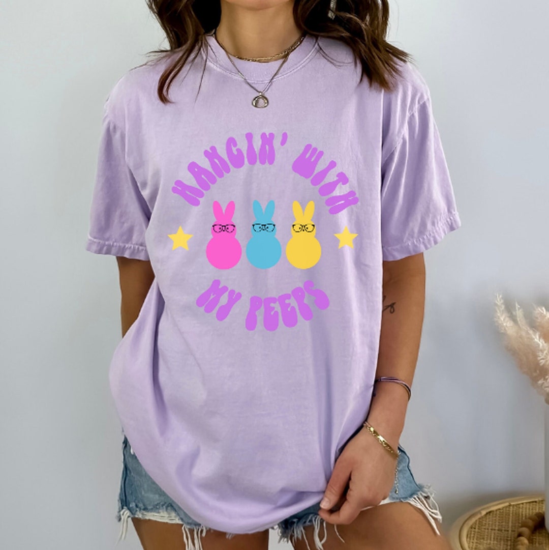 Hangin' With My Peeps Easter T-shirt, Bunny Graphic Tee, Unisex Pastel ...