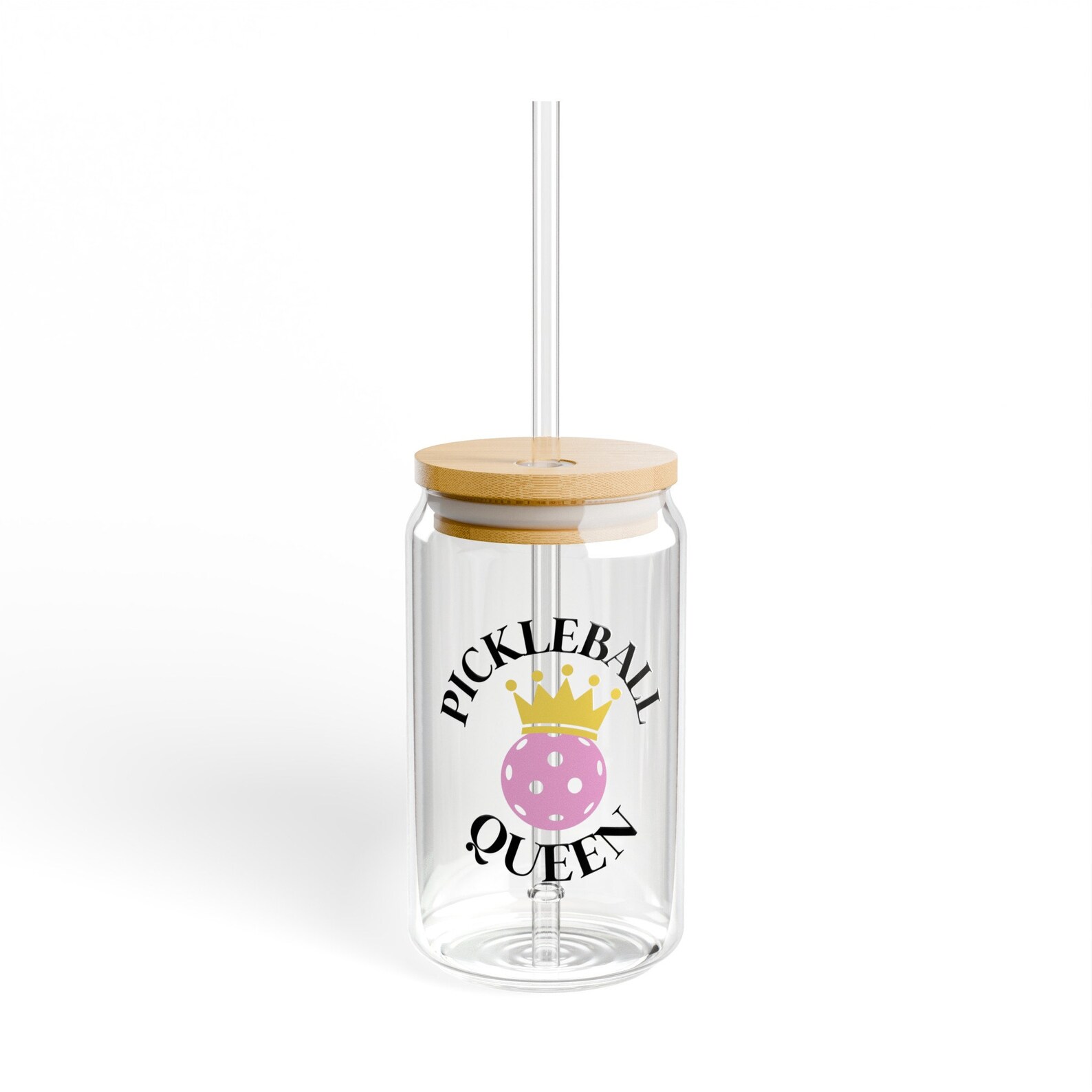Pickleball Queen Glass Can Tumbler With Lid and Straw, 16oz Pickleball ...