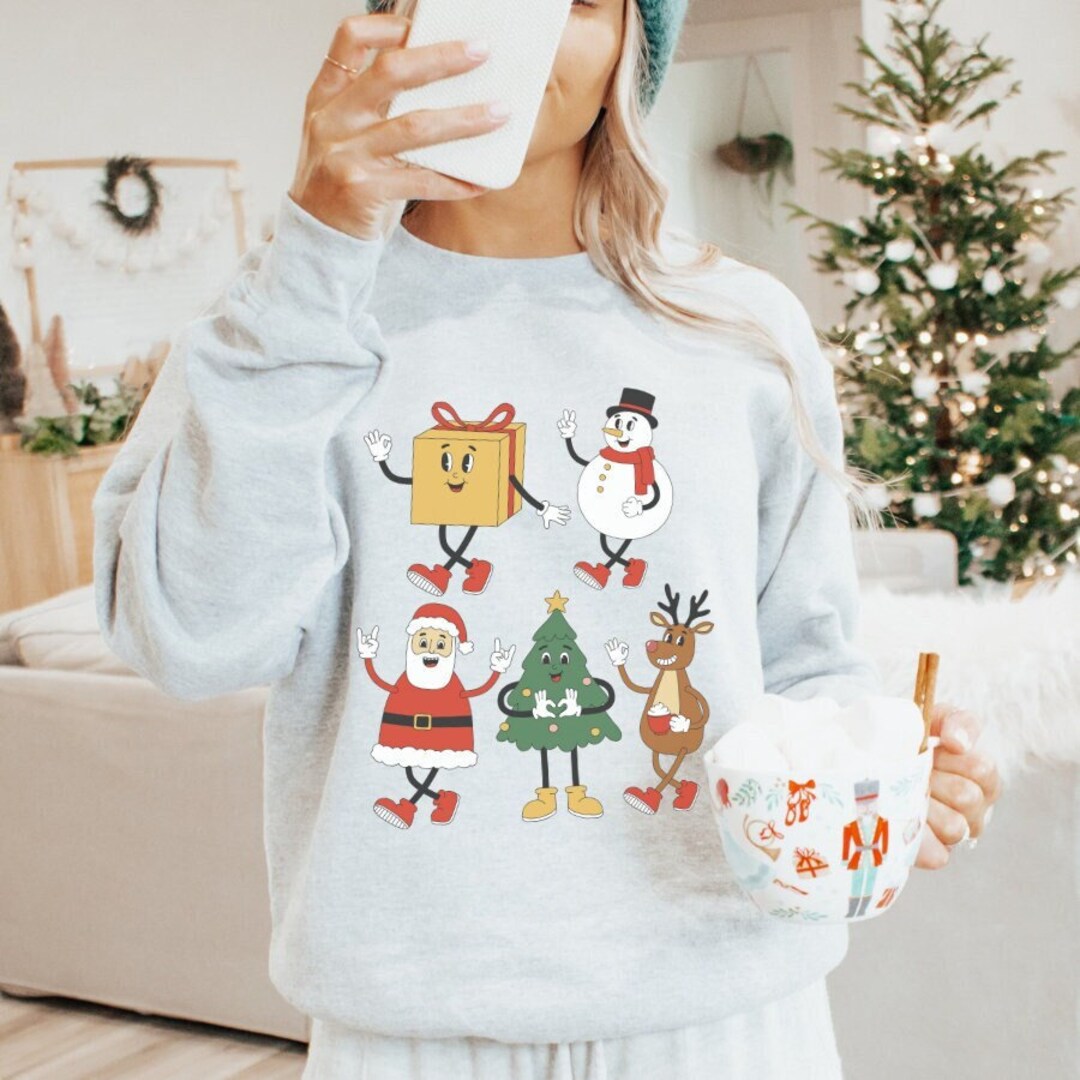 Retro Dancing Christmas Characters Sweatshirt, Retro Christmas ...