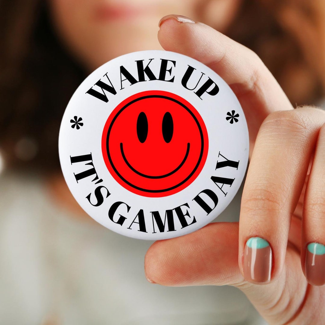 Wake up It's Game Day Pin: Red & Black Team Pride - Etsy