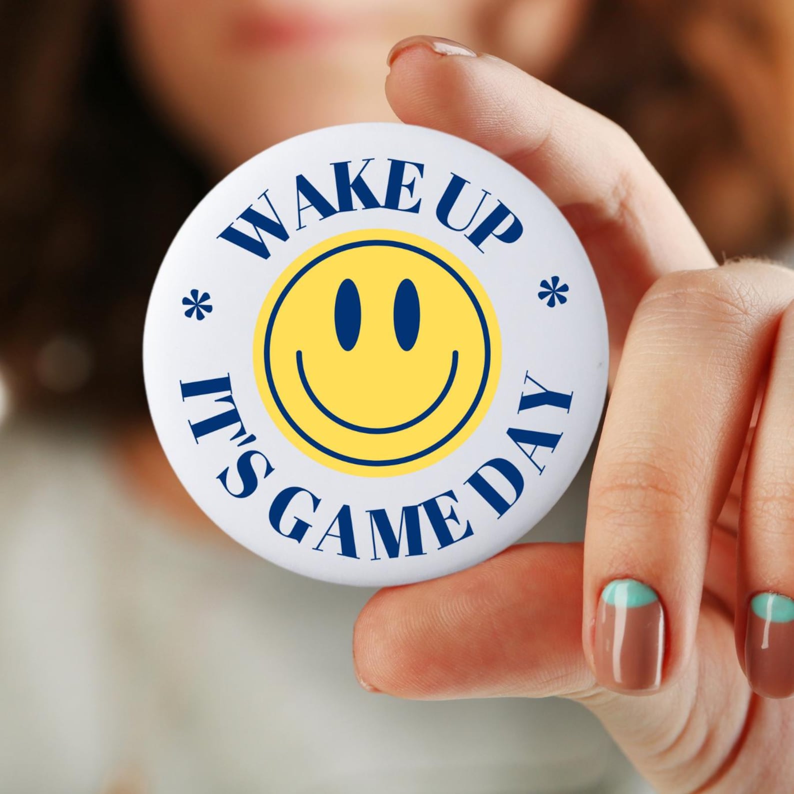 Wake up It's Game Day Navy Blue & Yellow Game Day Pin, Game Day Pin ...