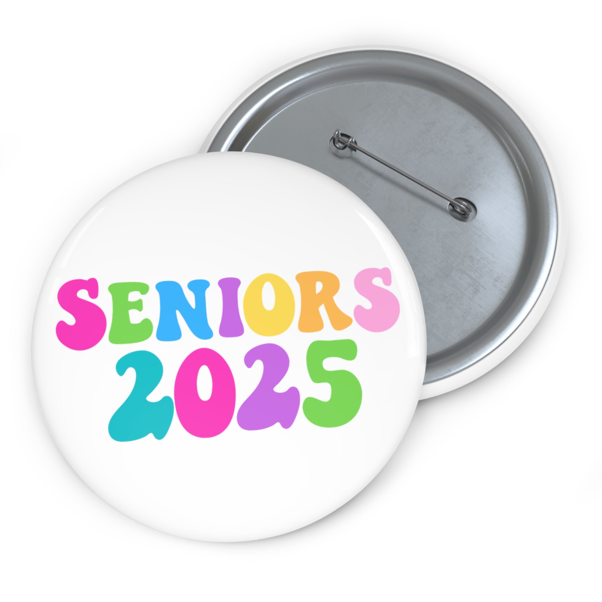 Seniors 2025 Rainbow Letters Game Day Pin Button, Class of 2025 Game ...