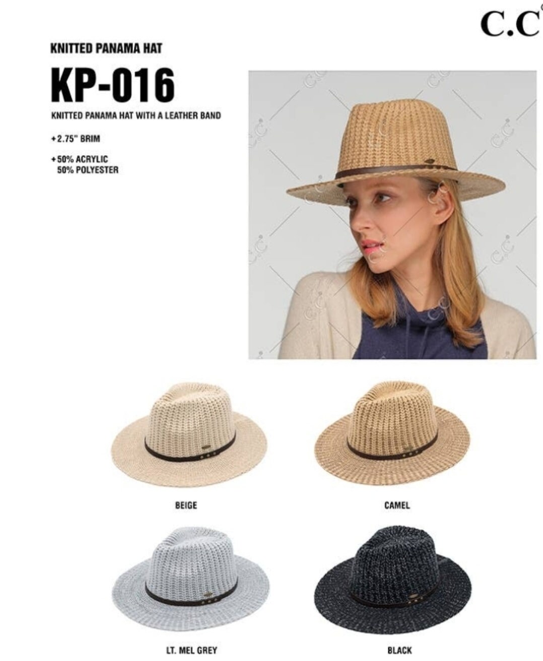 Knitted Fedora Hat With Leather Trim Band - Etsy