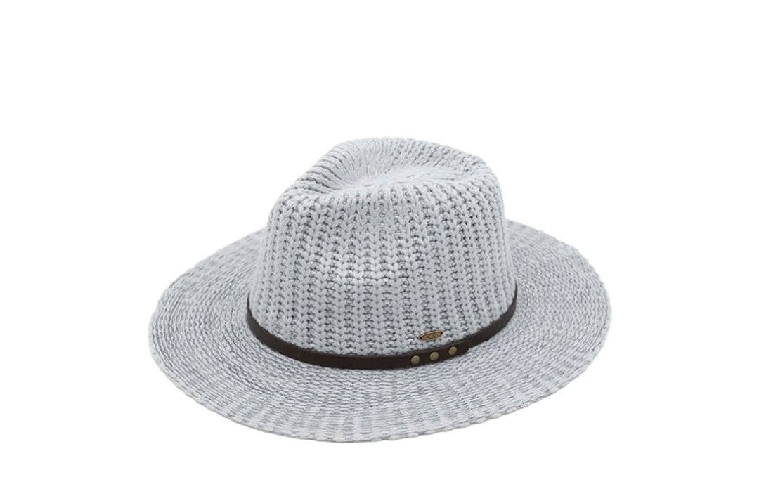 Knitted Fedora Hat With Leather Trim Band - Etsy