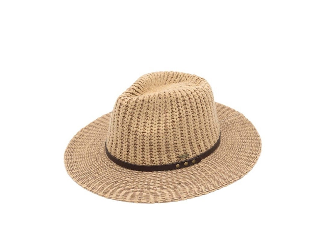 Knitted Fedora Hat With Leather Trim Band - Etsy