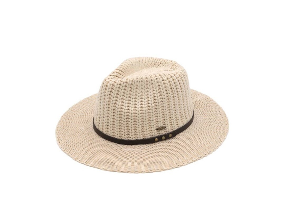 Knitted Fedora Hat With Leather Trim Band - Etsy