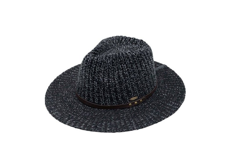 Knitted Fedora Hat With Leather Trim Band - Etsy