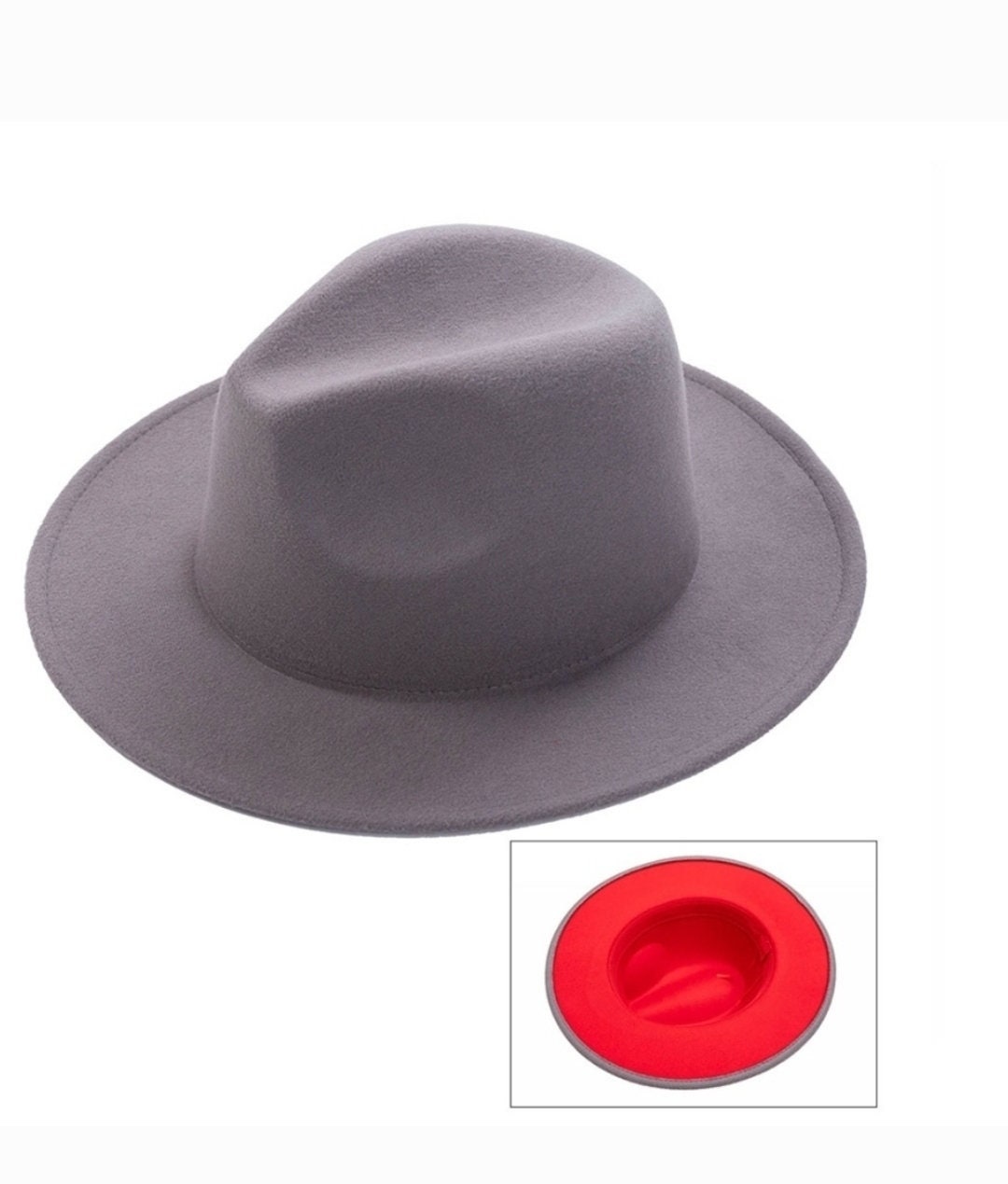Grey and Red Bottom Felt Fedora - Etsy