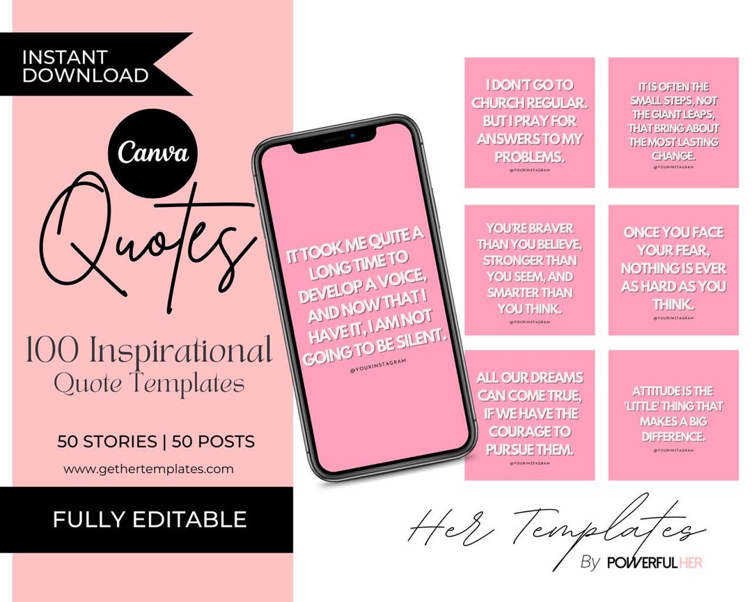 100 Inspirational Quote Instagram Templates Editable Post Templates ...