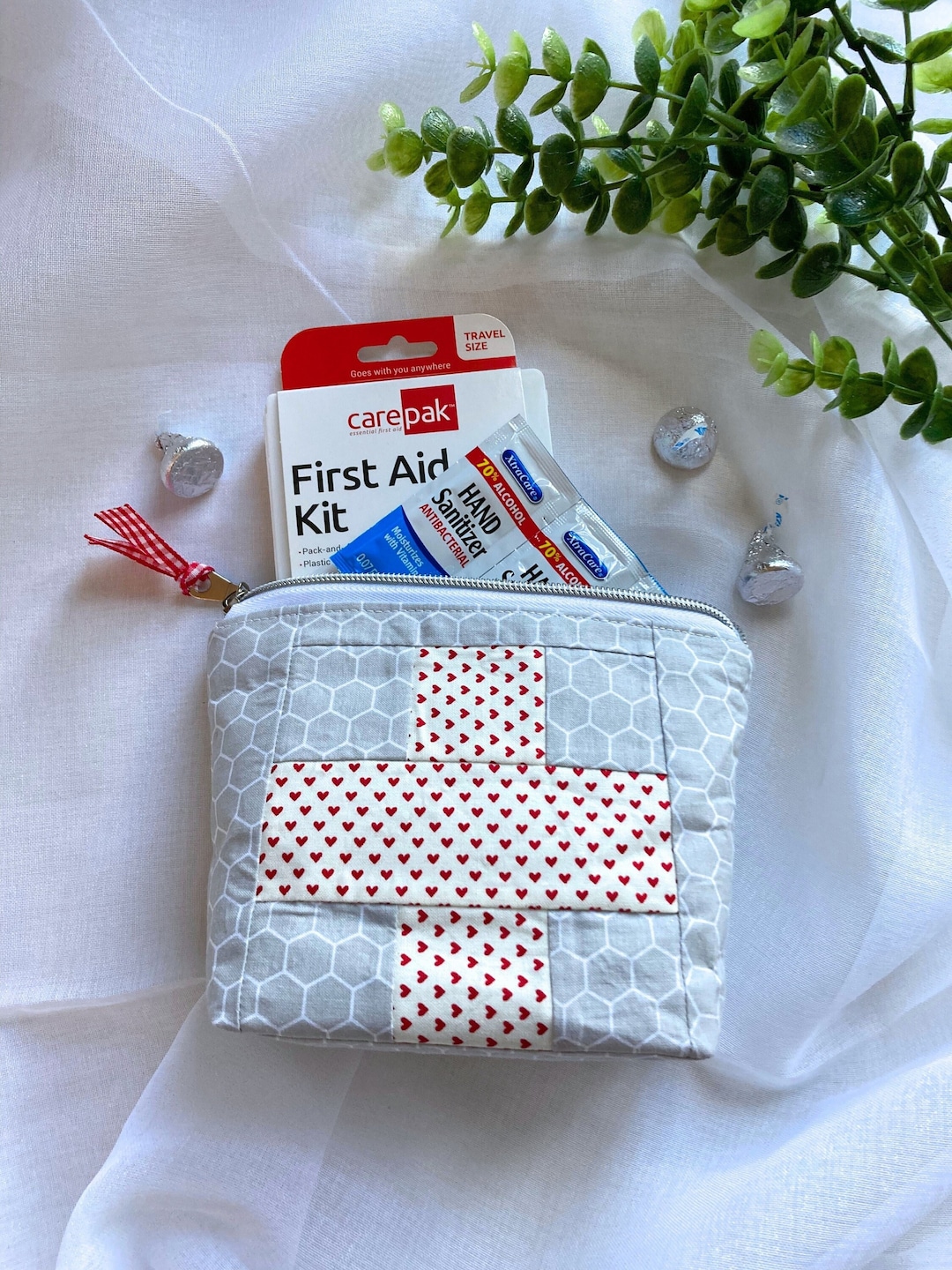 First-aid Bag Red Patchwork Cross Quilted Pouch Optional Hardcase Mini ...