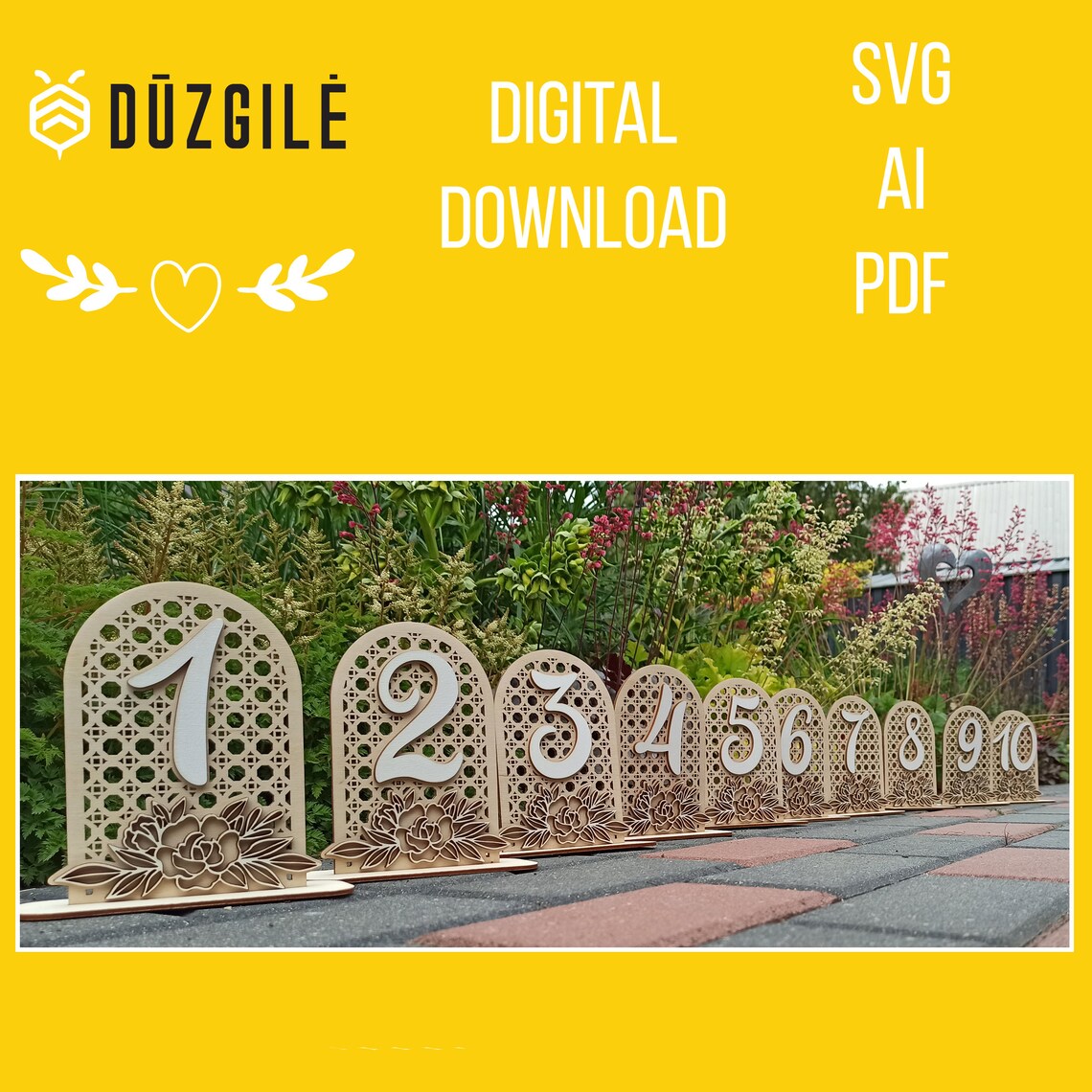 Table Numbers Cut File, Wooden Wedding Table Numbers, Laser Cut Table ...