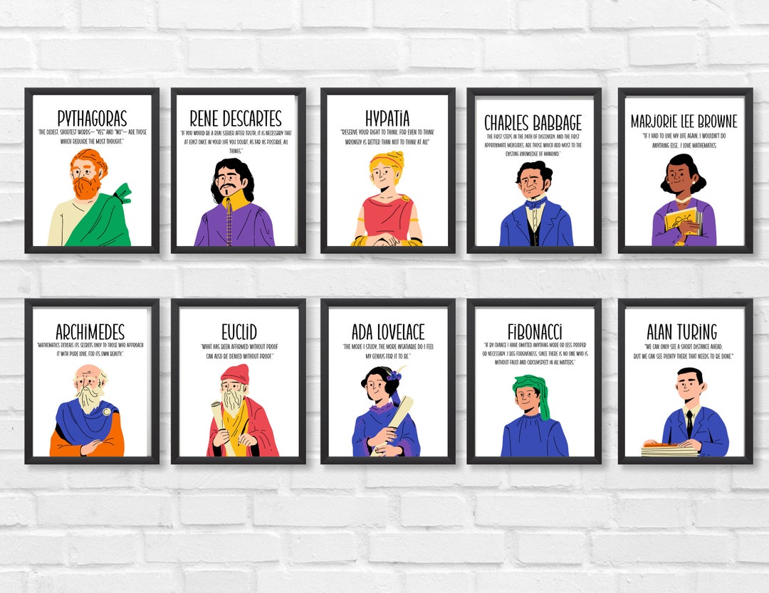 Mathematicians Classroom Posters: Famous Figures Art (digital Download ...