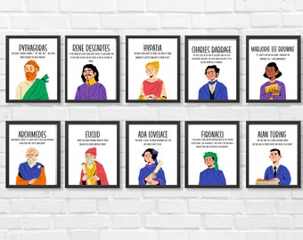Famous Mathematicians Posters - Etsy UK