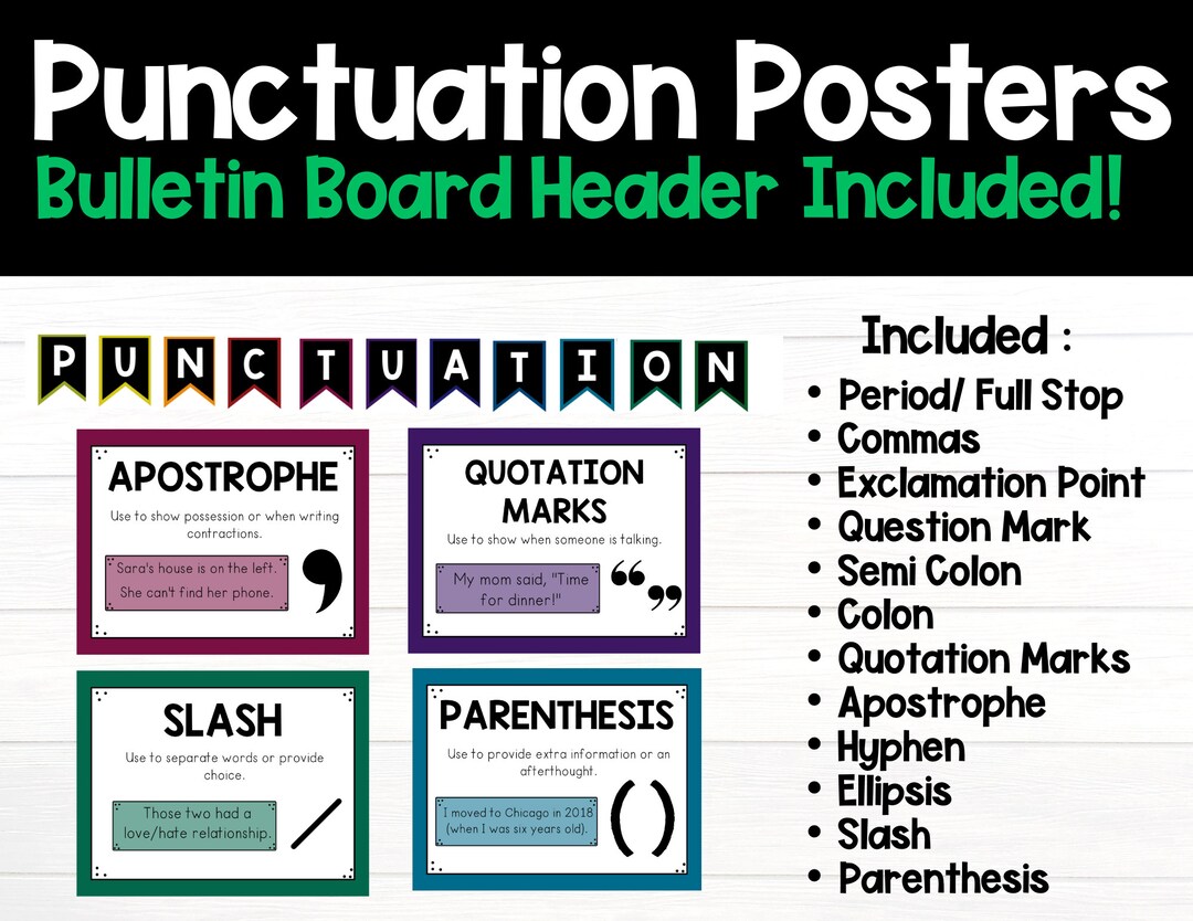 Punctuation Posters, Classroom Decor Printables, Writing Posters ...